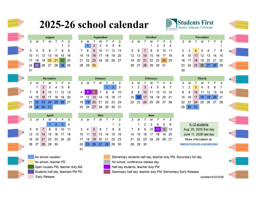 Updated 25/26 School Calendar – Lindbergh Elementary School